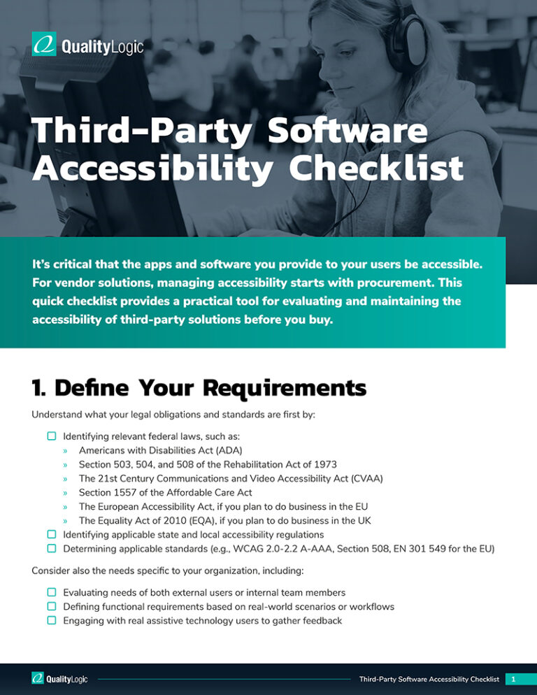 Third-Party Software Accessibility Checklist - QualityLogic