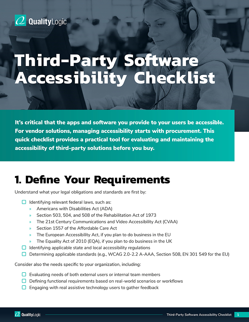 Third-Party Software Accessibility Checklist - QualityLogic